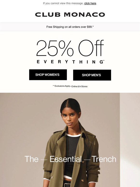 Club Monaco: Meet The Perfect Trench, Now 25% Off | Milled