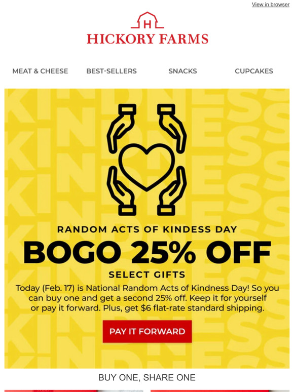 Hickory Farms: BOGO 25% ends soon for Random Acts of Kindness Day | Milled