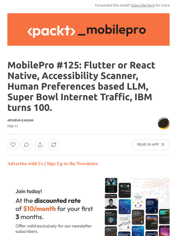 Packt: MobilePro #125: Flutter or React Native, Accessibility Scanner, Human Preferences based ...