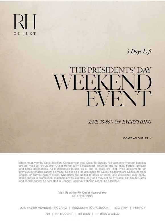 Restoration Hardware: Save 35-80% at the Presidents’ Day Weekend Event ...