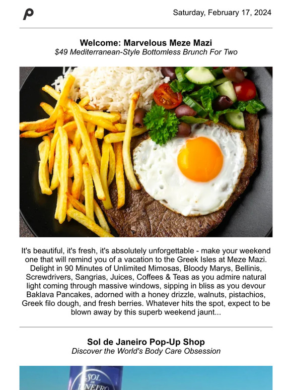 Pulsd: Sol de Janeiro, Marvelous Meze Mazi, Live Boldly, Feast At Figaro, Savor Some Spa Time ...