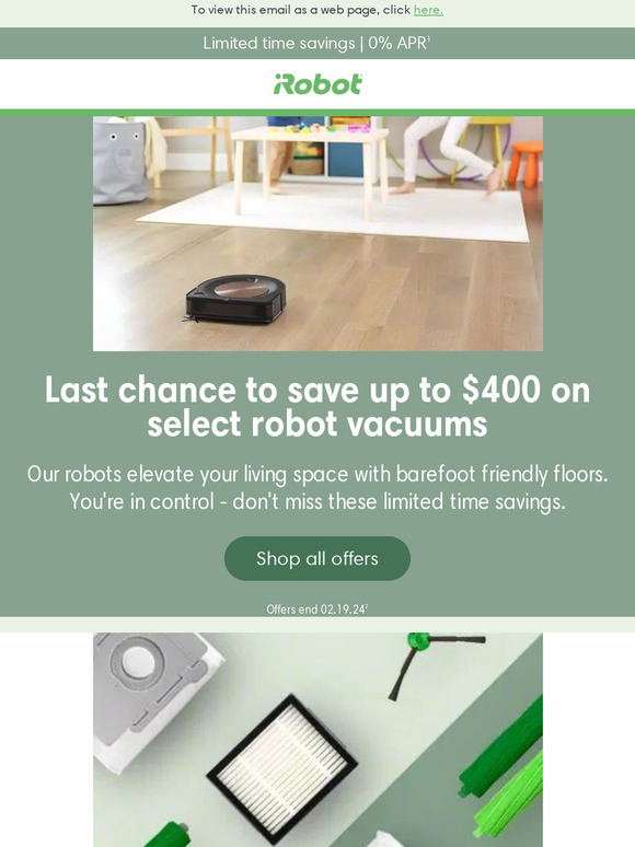 iRobot: Update your clean routine and save. | Milled