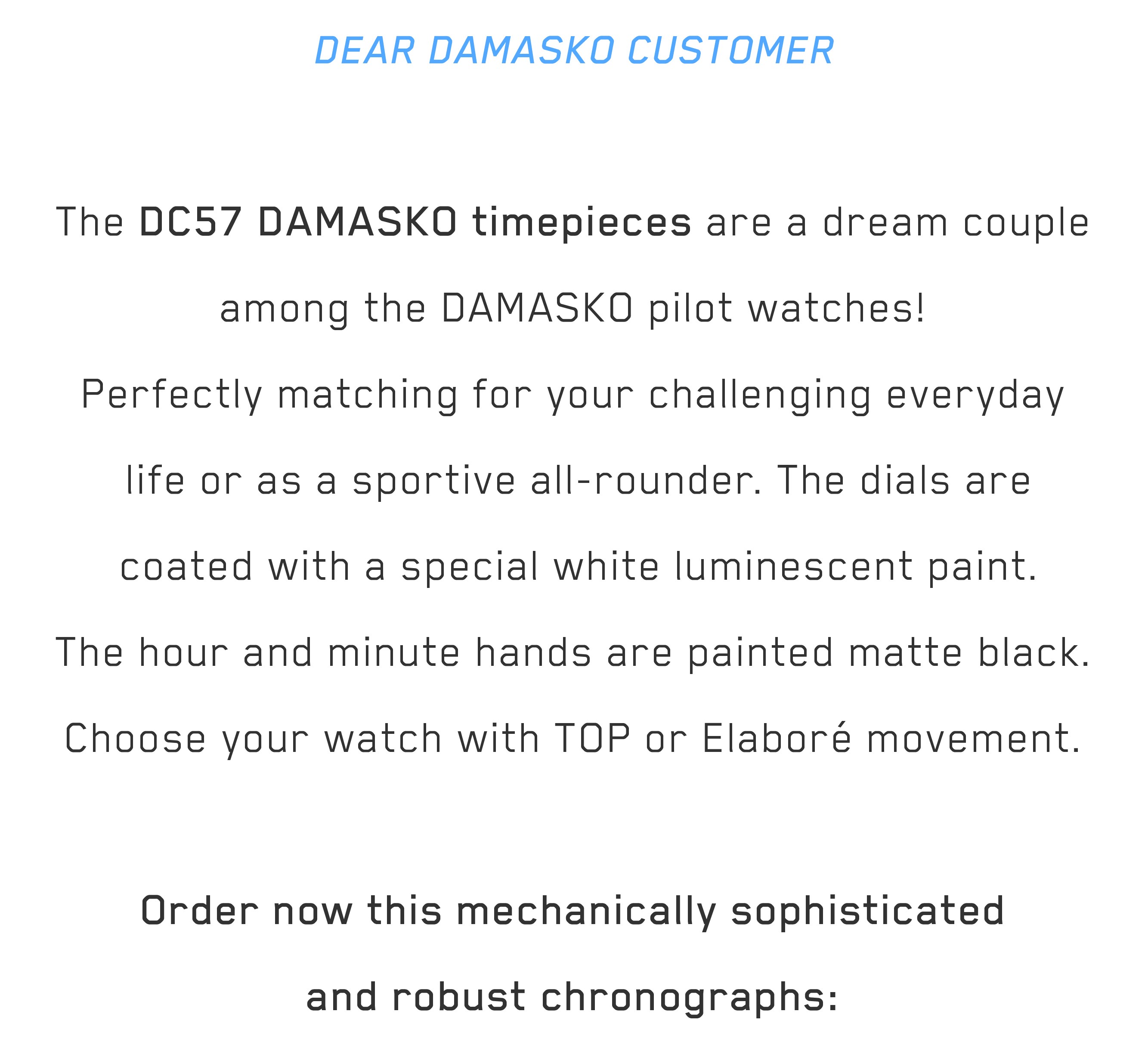 Damasko: Die DC57 Zeitmesser | The DC57 timepieces | Milled