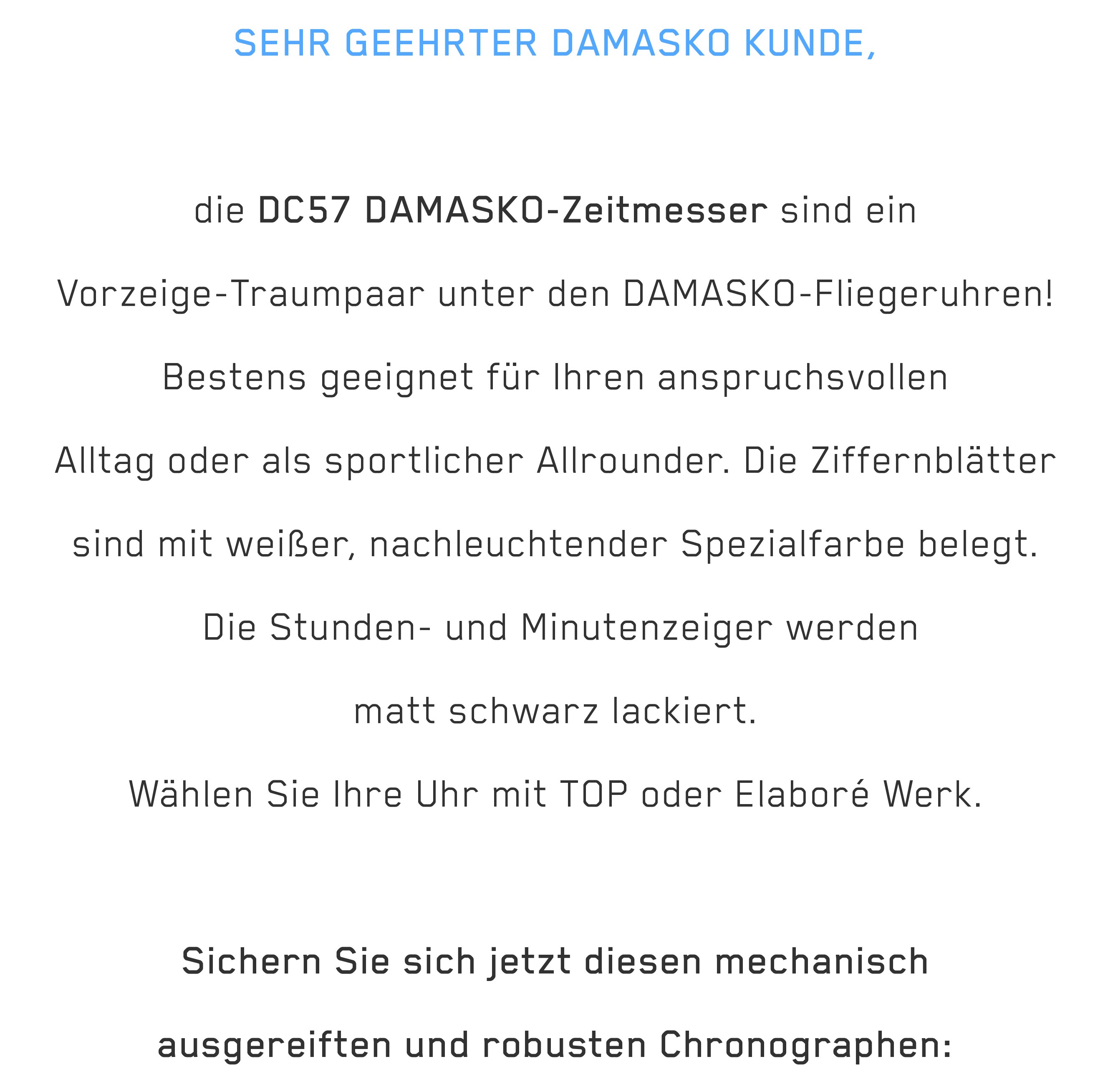 Damasko: Die DC57 Zeitmesser | The DC57 timepieces | Milled