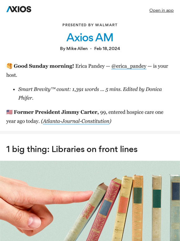 Axios: 📚 Axios AM: Libraries become battlegrounds | Milled