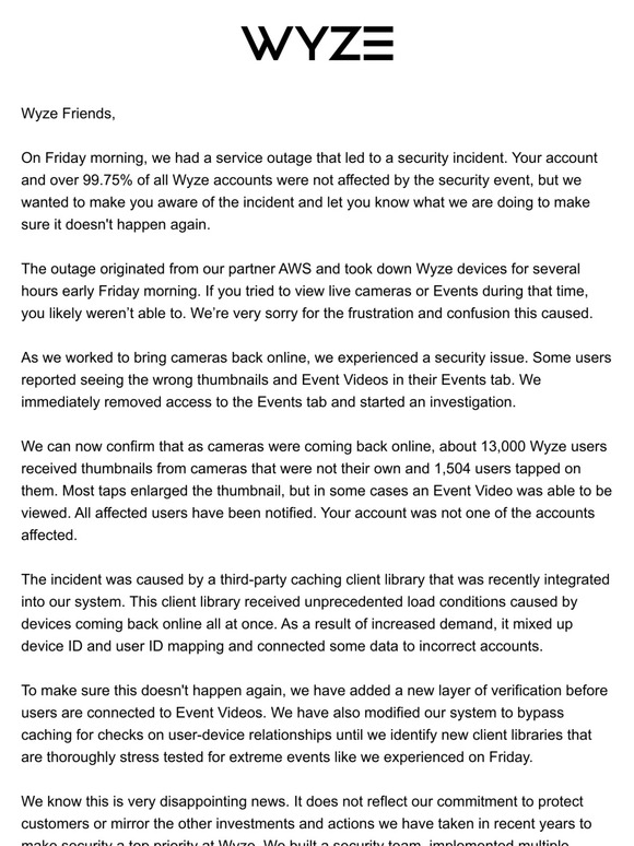 Wyze: An Important Security Message from Wyze | Milled