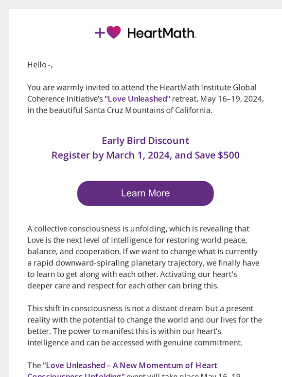 HeartMath: Join Us & Enjoy $500 Off Annual HeartMath Event | Milled