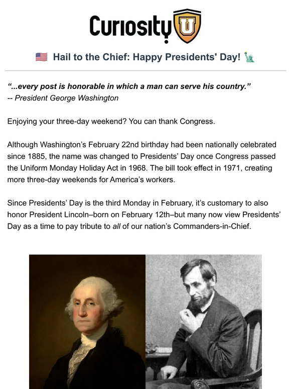 One Day University: Hail to the Chief: Happy Presidents' Day! | Milled