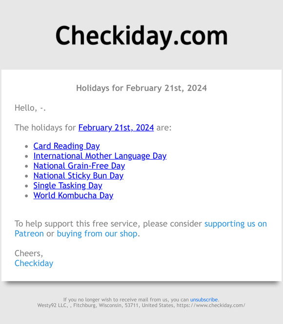 Checkiday: Holidays for February 21st, 2024! 📅🎉 | Milled
