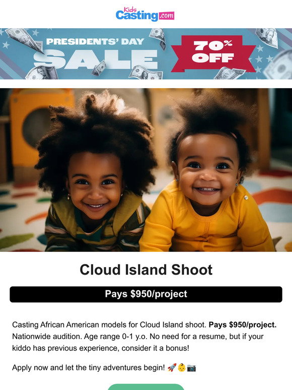 KidsCasting: African American Models Needed for Cloud Island Shoot | Milled