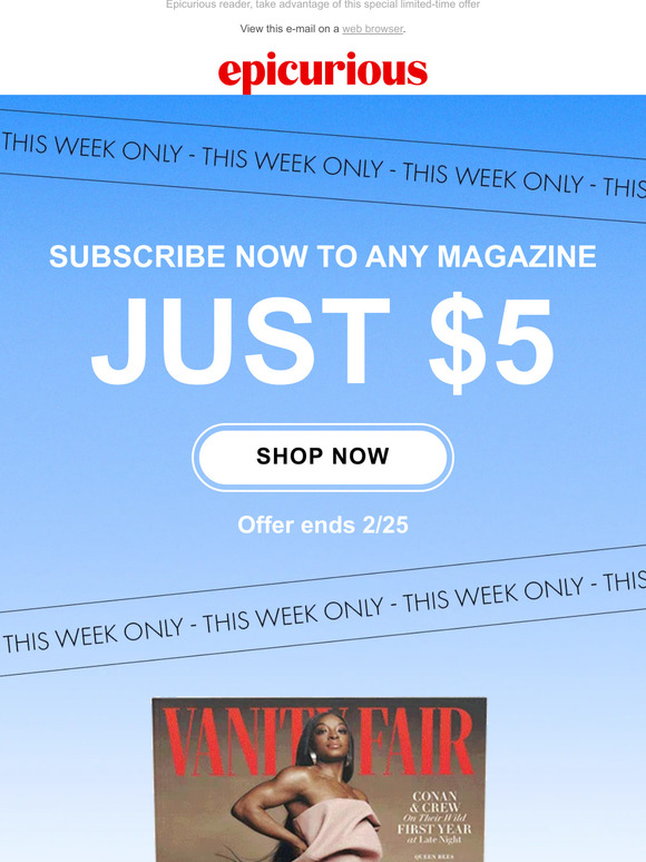 Epicurious: Take Your Pick: Any Magazine for Only $5. | Milled