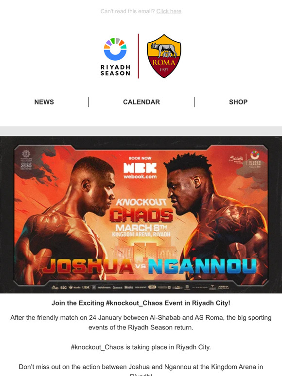 AS Roma: Riyadh Season: join the Knockout Chaos Boxing Event! | Milled
