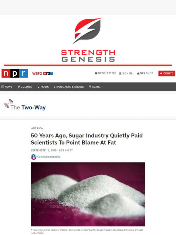 Strength Genesis: 50 Years Ago, Sugar Industry Quietly Paid Scientists ...