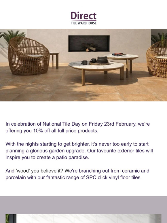 Direct Tile Warehouse: 10% off for National Tile Day plus Exterior Tile ...