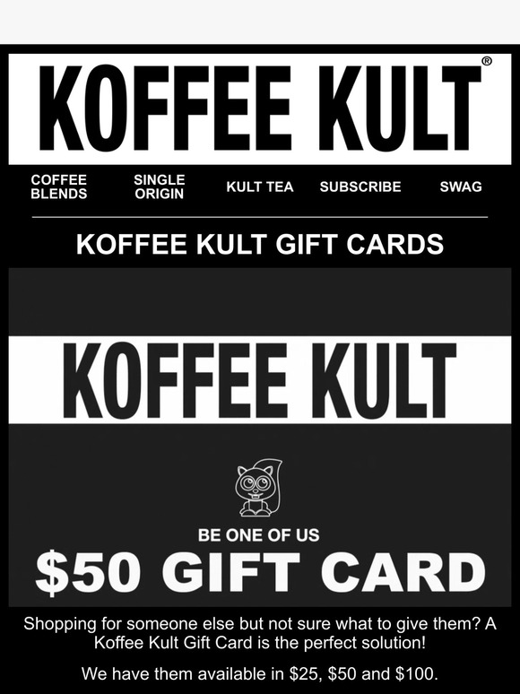 Koffee Kult: Why yes we do have Gift Cards 🎁 | Milled