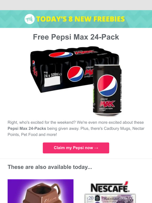 MagicFreebies: Free Pepsi Max 24-Pack | Milled