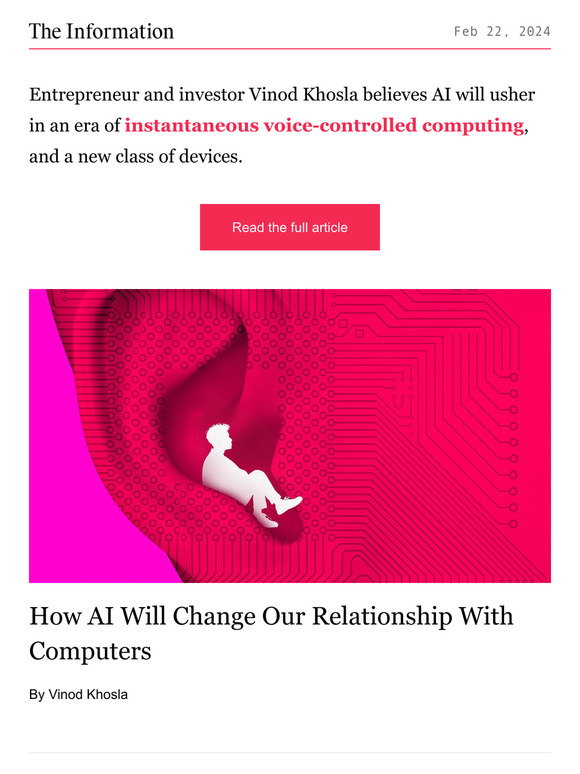 The Information: Opinion: How AI Will Change Our Relationship With ...