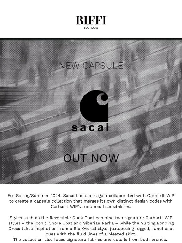Biffi Boutique: The Sacai x Carhartt WIP Spring/Summer 2024 collection ...