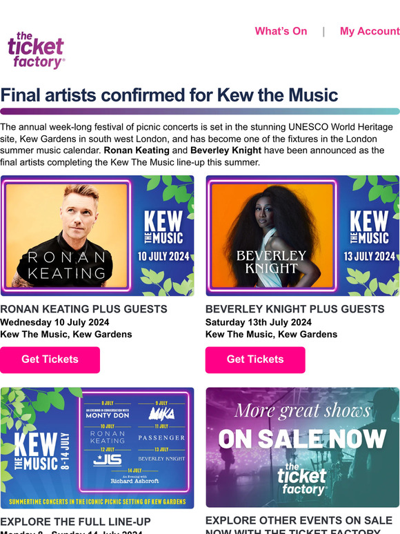 The Ticket Factory: Presale now on 🎫 Ronan Keating & Beverley Knight ...