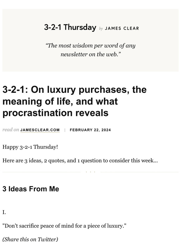 Passive Panda Products: 3-2-1: On luxury purchases, the meaning of life ...