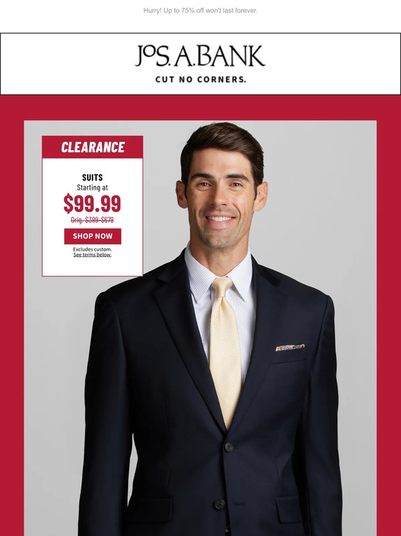 JoS A. Bank: PRICE DROP! Clearance suits starting at $99. | Milled