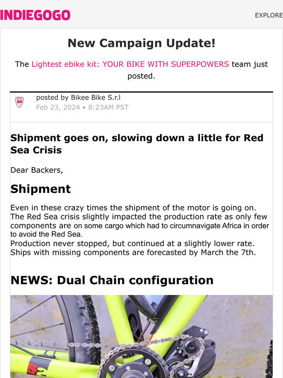 Indiegogo: 📢 Update #42 from Lightest ebike kit: YOUR BIKE WITH ...