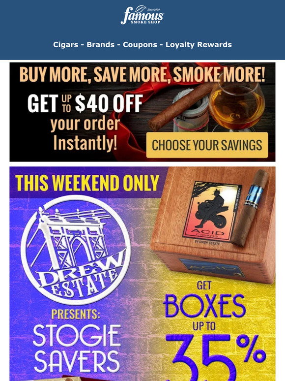 Famous Smoke Shop: ⚠️ Drew price cuts. Boxes start @ $33.95! | Milled