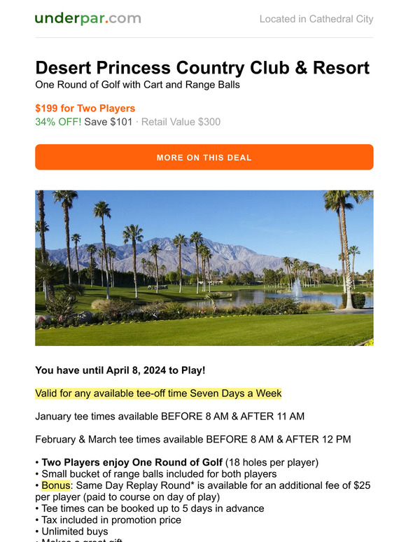 UnderPar: Desert Princess Country Club & Resort: $199 Twosome with Cart ...