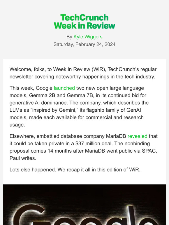 TechCrunch: Week in Review - Google releases new open LLMs, Rivian lays ...