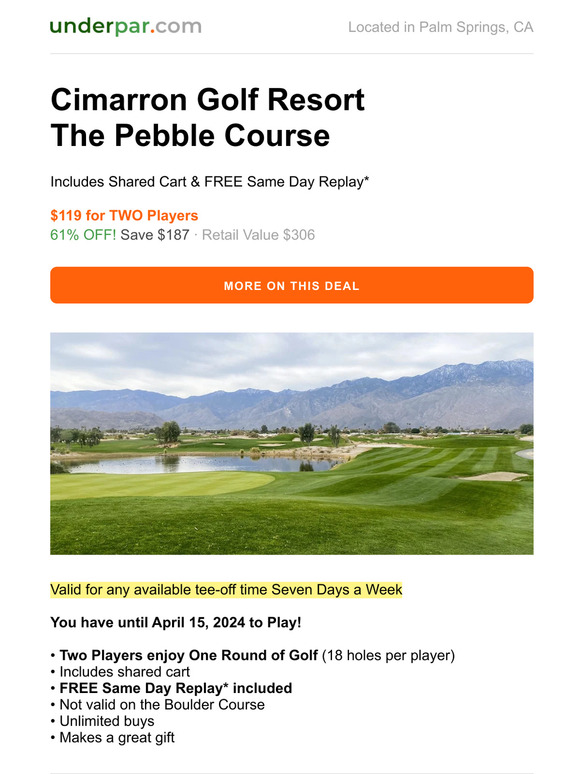 UnderPar: Cimarron Golf Resort - The Pebble Course: $119 Twosome with ...