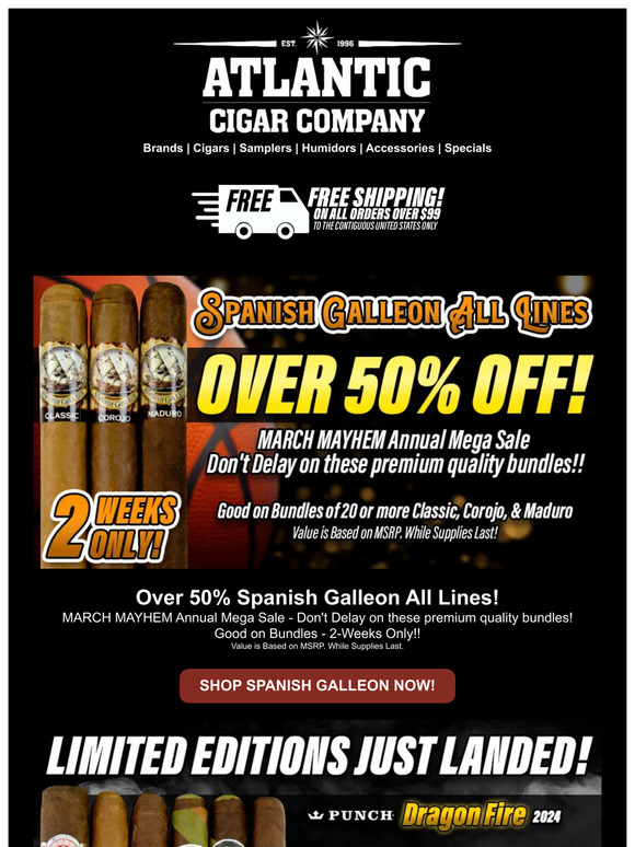 Atlantic Cigar Company: Over 50% Off Spanish Galleons - All Lines ...