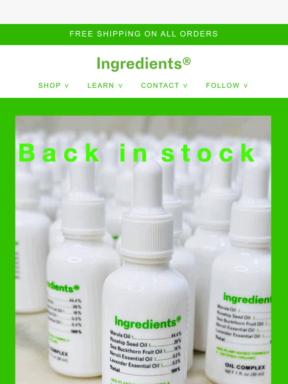 Ingredients: Your favorite Organic Oil Complex is back in stock! | Milled