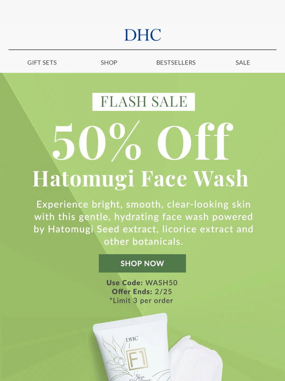 DHC: 48 Hours Only: 50% off Hatomugi Face Wash | Milled