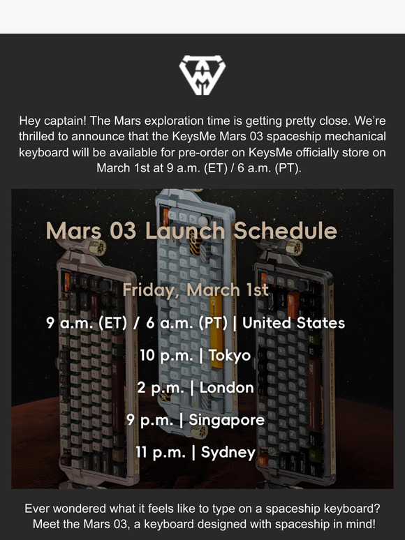 Keysme: Confirmed! KeysMe Mars 03 Spaceship Mechanical Keyboard Launch ...