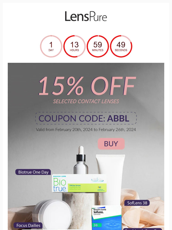 LensPure: Tick-Tock Savings! Alcon and Bausch & Lomb Sale Ends Tomorrow! | Milled