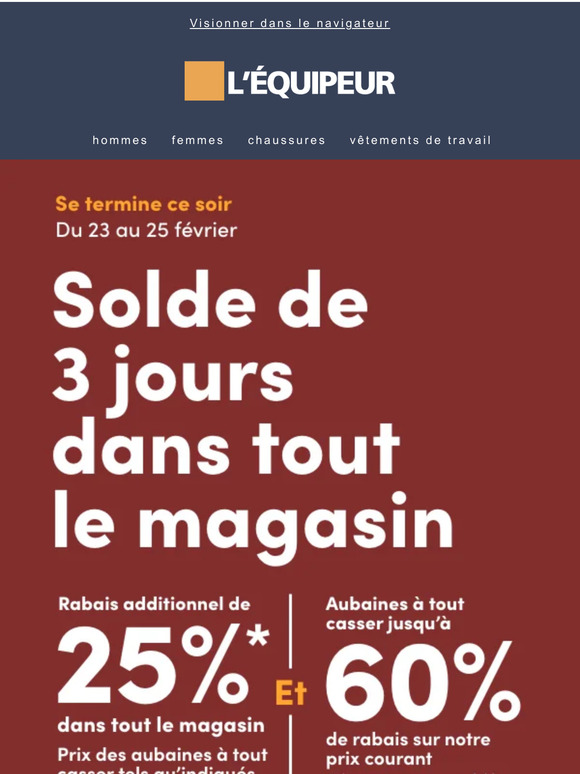 L’Équipeur: Dernier jour pour magasiner notre solde de 3 jours dans ...