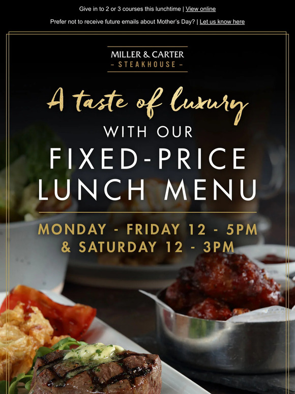 Miller & Carter: Our fixed-price lunch menu is BACK! 🍽 | Milled
