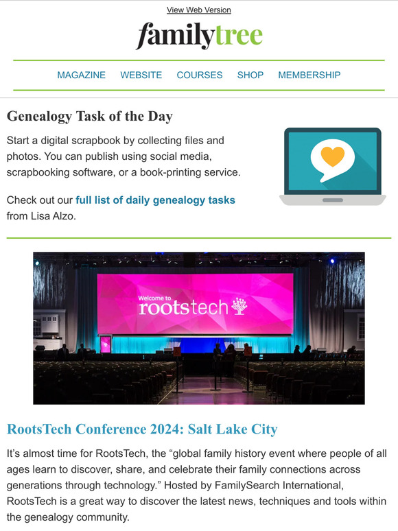 Family Tree Magazine: Preparing for RootsTech 2024! | Milled