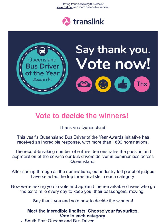 TransLink: Voting is now open! Choose Queensland's favourite bus ...