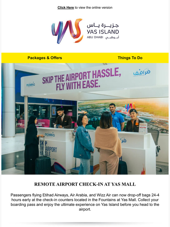 Yas Island: Skip The Queues - Remote Airport Check-In Now at Yas Mall ...