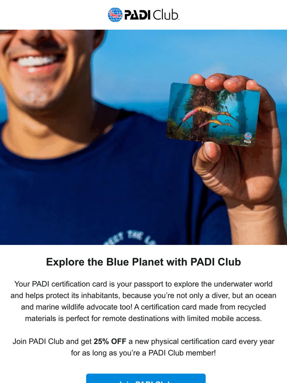 PADI: Maintain Your Diver Status With PADI Club | Milled