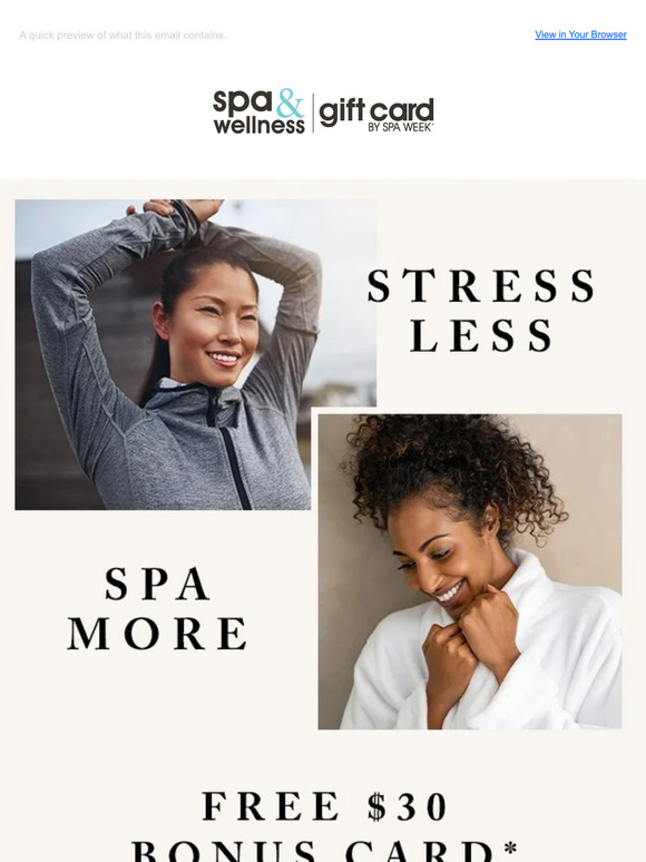 Spa Week: Spend $60 Get $30 Free - Stress Less (it's for your ️) | Milled