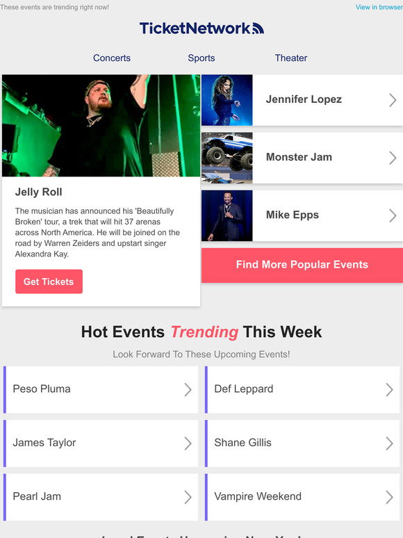 Ticket Network: 🎶 Jelly Roll / Jennifer Lopez / Monster Jam / Mike Epps ...