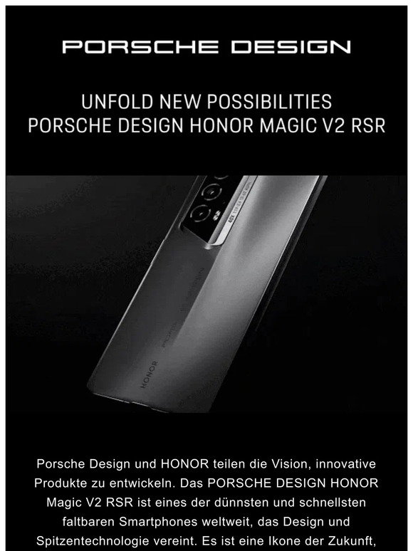 Porsche Design: PORSCHE DESIGN HONOR Magic V2 RSR – Spitzentechnologie ...