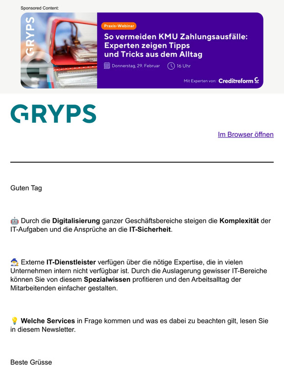Gryps: 🧑‍💻 IT-Service auslagern: Das sind die nächsten Schritte | Milled