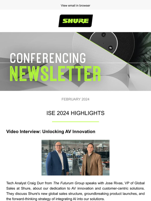 Shure: Shure Conferencing Newsletter - February 2024 | Milled