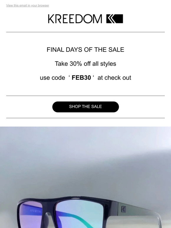 Kreedom Eyewear: Final days of the sale - 30% off | Milled
