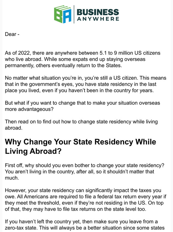 BusinessAnywhere: How to Change Your State Residency While Living ...
