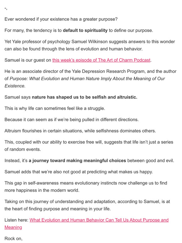 The Art of Charm, Inc: Identifying your purpose | Milled