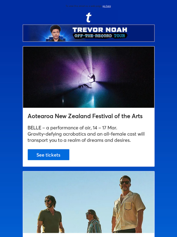 Ticketmaster: Aotearoa New Zealand Festival of the Arts, Take That plus ...